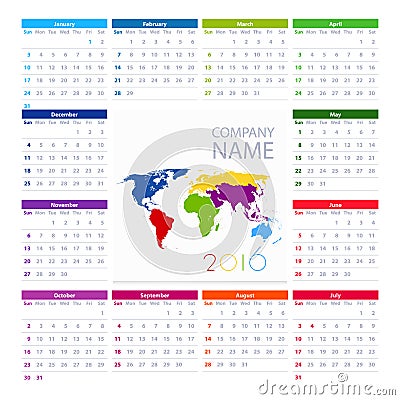 Colorful World Map with Continents and Globes Stock Vector ...