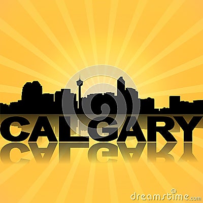 Calgary Skyline Reflected With Sunburst Royalty-Free Cartoon ...