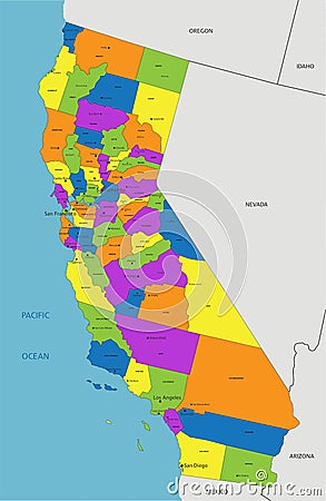 Colorful California Political Map With Clearly Labeled, Separated ...