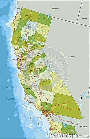 Detailed Editable Political Map With Separated Layers. California ...