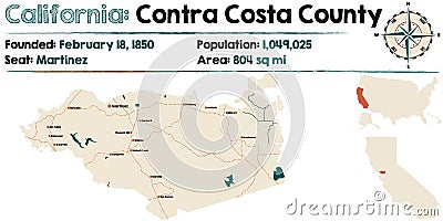 California - Contra Costa County Map Vector Illustration ...