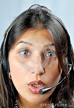 Call centre executive face shot - Stock Image - Everypixel