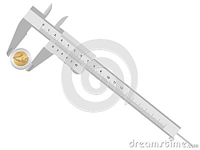 Calliper And Two Euro Cartoon Vector | CartoonDealer.com #16465101