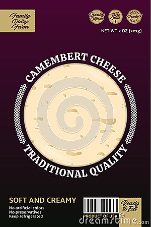 Camembert Cheese Packaging Design Vector Illustration | CartoonDealer ...