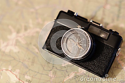 Camera Compass At The Map Royalty-Free Stock Photography ...