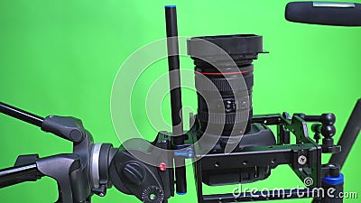 Camera,microphone, Lights and a Green Screen Stock Video - Video of ...