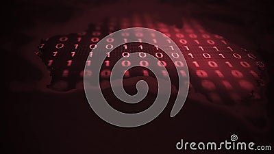 Camera Pans Over Australia with Red Corrupt Binary Overlay Stock ...