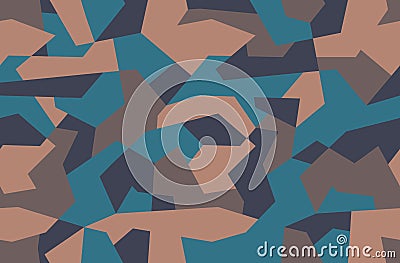 Camouflage Pattern. Brown Sand And Blue Seamless Texture, Vector ...