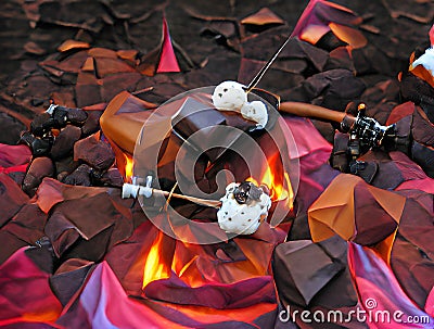 Campfire Smores Royalty-Free Cartoon | CartoonDealer.com #254954612