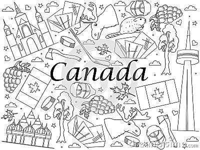 Canada Coloring Book Vector Illustration Stock Vector - Image: 70582157