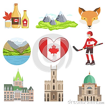 Canadian Culture Symbols Set Stock Photo - Image: 76184548