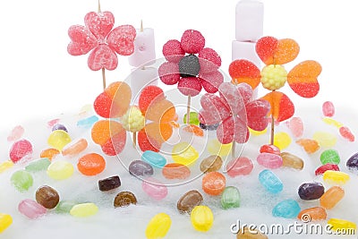 Candy Flowers On Candyfloss Royalty Free Stock Photography - Image ...
