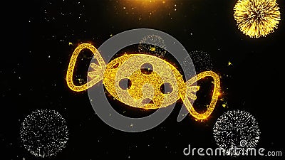 Candy Icon on Firework Display Explosion Particles. Stock Footage ...