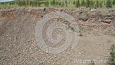 Broken and Crumbled Rocks Spilling from the Canyon Slope Ridge Towards ...