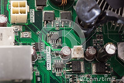 Capacitors And Transistors On The Motherboard Royalty-Free Stock ...