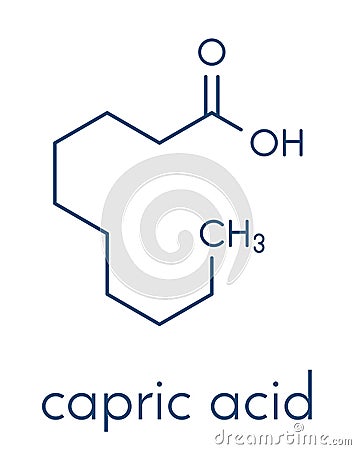 Capric Decanoic Acid Molecule. Common Saturated Fatty Acid. Skeletal ...
