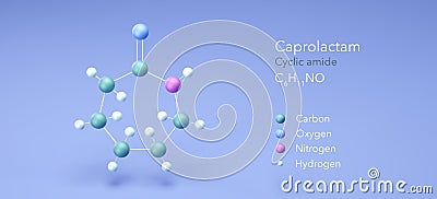 Caprolactam Molecule, Molecular Structures, Cyclic Amide, 3d Model ...