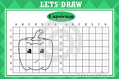 Draw Cute Capsicum. Grid Copy Worksheet. Educational Children Game ...