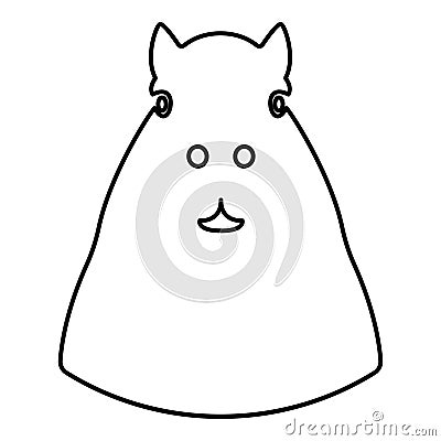 Capybara Head Contour Outline Line Icon Black Color Vector Illustration ...