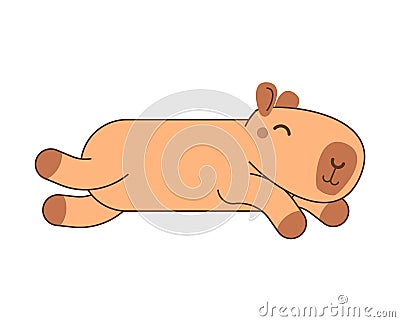 Capybara Is Lying Down. Cute Capybara Is Resting Cartoon Vector | CartoonDealer.com #367847073