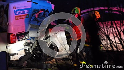 Car Accident on the Night Road Stock Video - Video of cops, nigh: 269199067