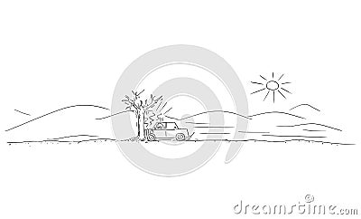 Car Crash Accident Into Tree, Driver Hit The Only Tree In Empty Desert ...