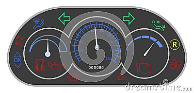Car Dashboard. Car Control Panel Interface. Colored Car Dashboard Icons ...