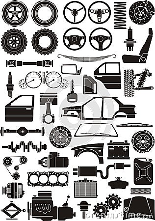 Car Detail Set Royalty Free Stock Images - Image: 18002369