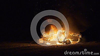 Car on Fire, Burning Car Side View, Car Explosion Stock Video - Video ...
