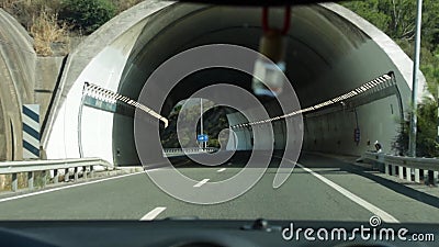 Car Going through a Tunnel. View from Inside the Vehicle Stock Video ...