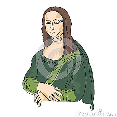 Mona Lisa Cartoon Illustration Line Art | CartoonDealer.com #236883135