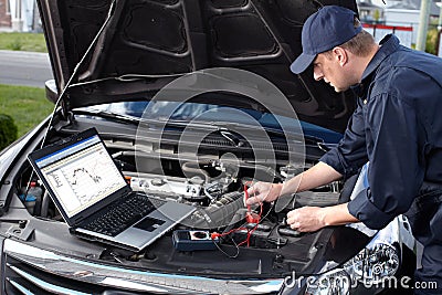 Car Mechanic Working In Auto Repair Service. Royalty Free Stock Photos ...