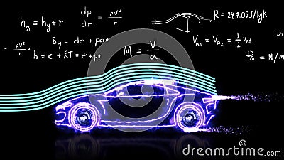 Car Model Animation of Aerodynamics Theory and Physics Mathematical ...