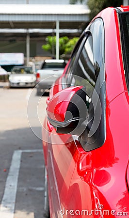 Car Parking With Side Rear-view Mirror Closed For Safety Royalty-Free ...