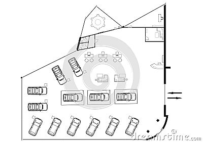 Car Showroom. Floor Plan Of The Car Showroom Royalty-Free Stock Photo ...