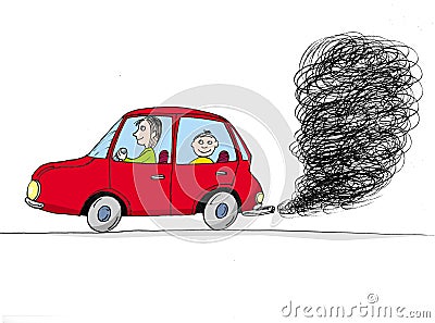 Car With Smoke, Cartoon Stock Photography - Image: 24680972