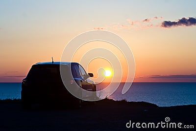 Car And Sunset Stock Photo - Image: 5192590