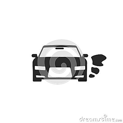 Car Or Vehicle Engine Running Icon Vector, Black An White Pictogram Of ...