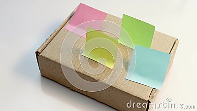 Cardboard with a Blank Sticky Notes Stock Footage - Video of recycle ...