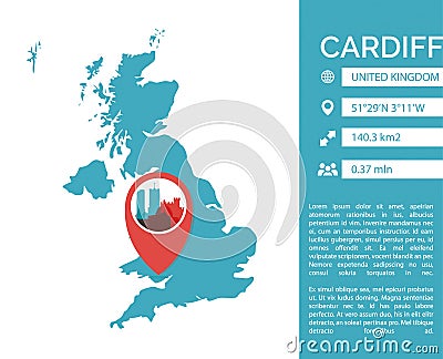 Cardiff Map Infographic Vector Isolated Illustration | CartoonDealer ...