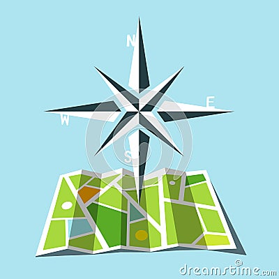 Cardinal Direction Symbol With Map Cartoon Vector | CartoonDealer.com ...