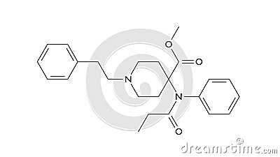 Carfentanil Molecule, Structural Chemical Formula, Ball-and-stick Model ...