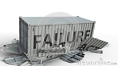 Container with CONTRACT Text Being Broken by Cargo Container with ...