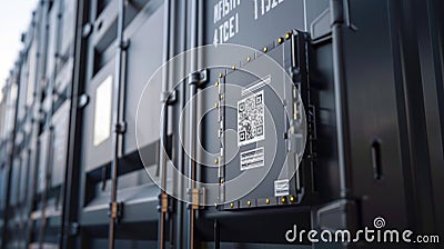 A Cargo Container With Shipping Labels And Barcodes, Highlighting Stock ...
