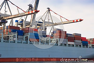 Cargo Freight Container Ship At Harbour Terminal Royalty-Free Stock ...