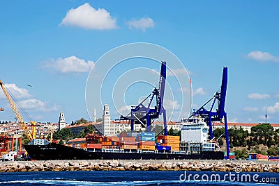 Cargo operations on a container ship - Stock Image - Everypixel