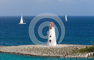 Caribbean Lighthouse at Sunset Stock Image - Image of vacation ...