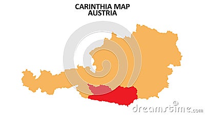 Carinthia Regions Map Highlighted On Austria Map Cartoon Vector ...