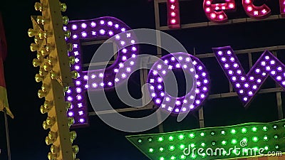 Carnival Ride Sign at Night Stock Footage - Video of ride, flashing ...