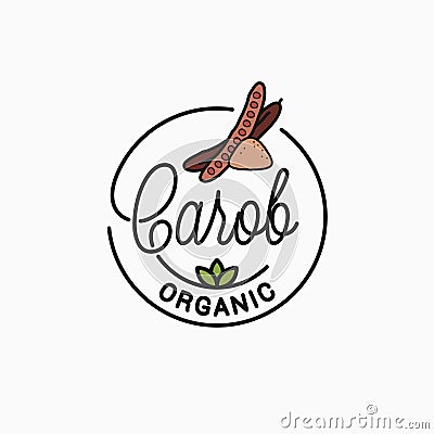 Carob Logo. Round Linear Logo Of Carob Superfood Cartoon Vector ...